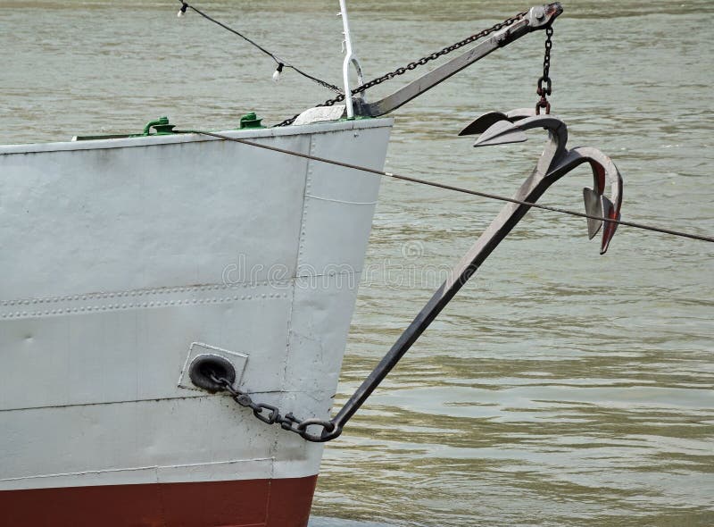 Front Side of a Ship with Anchor Stock Image - Image of focus, water ...