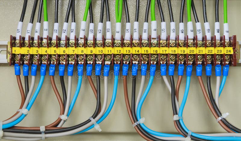 Front Side Showing Colorful Electrical Wiring Closeup. Stock Image ...