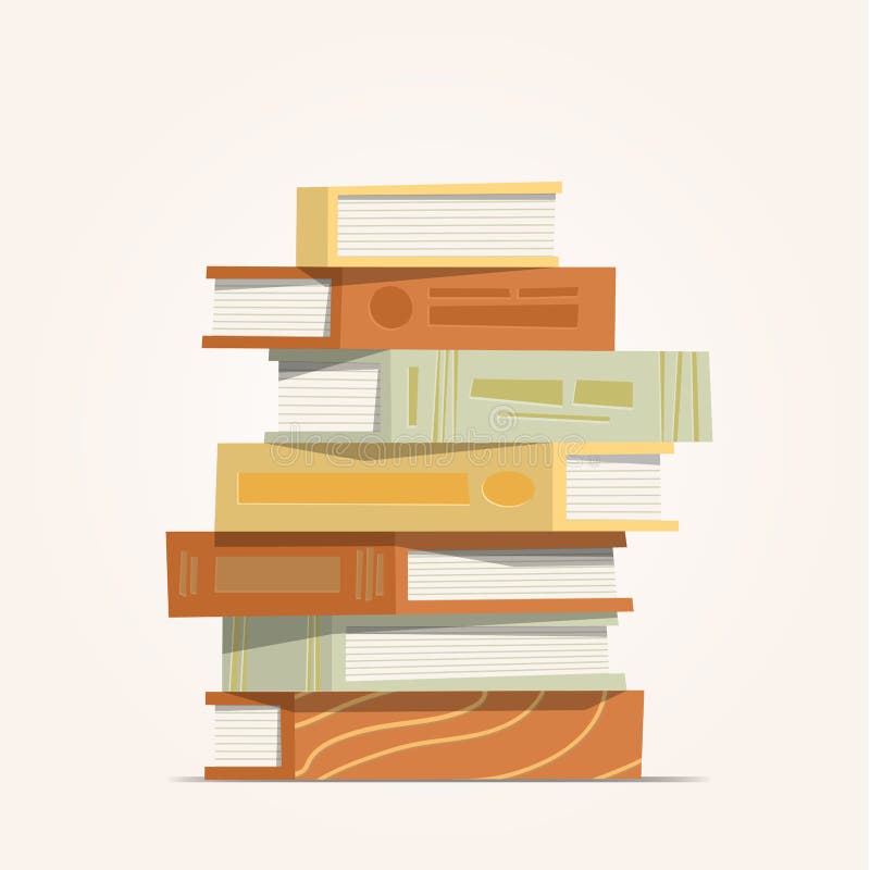 A Front Side Stack of Books, Pile of Books Illustration Cartoon Vector ...