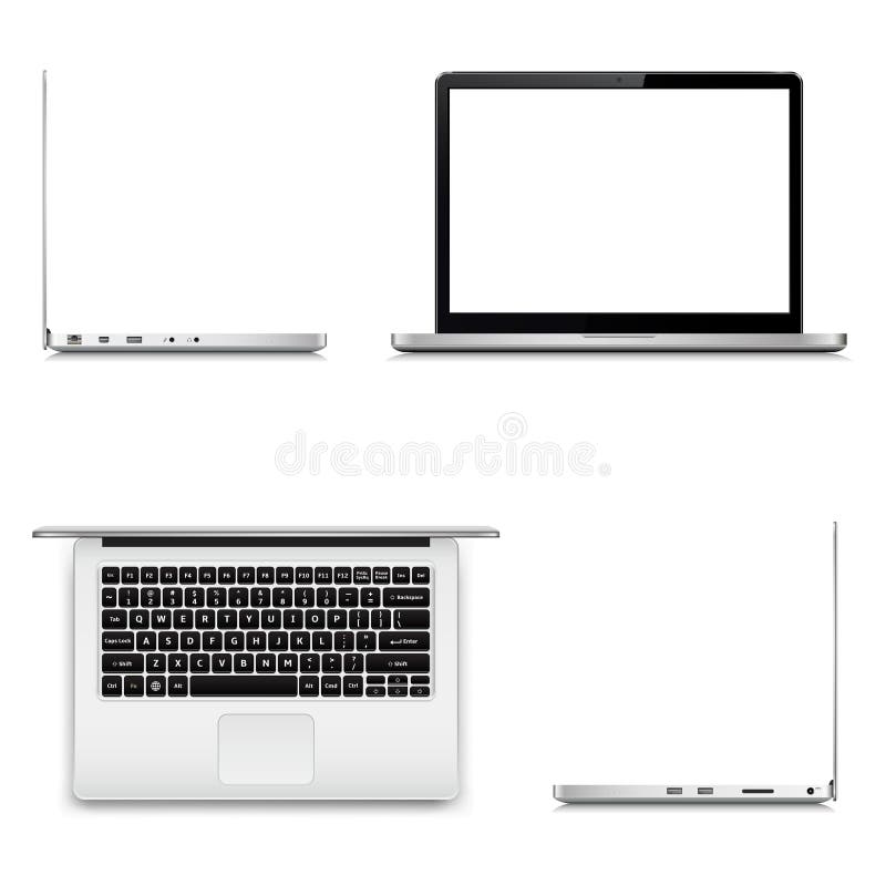 Front, Side and Top View on Laptop Computer Stock Vector - Illustration ...