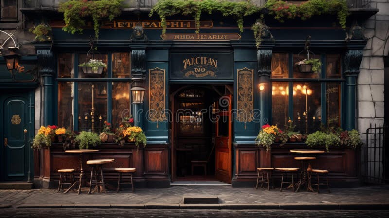 Front Side of a Traditional Old Irish or British Pub, Name is Not ...