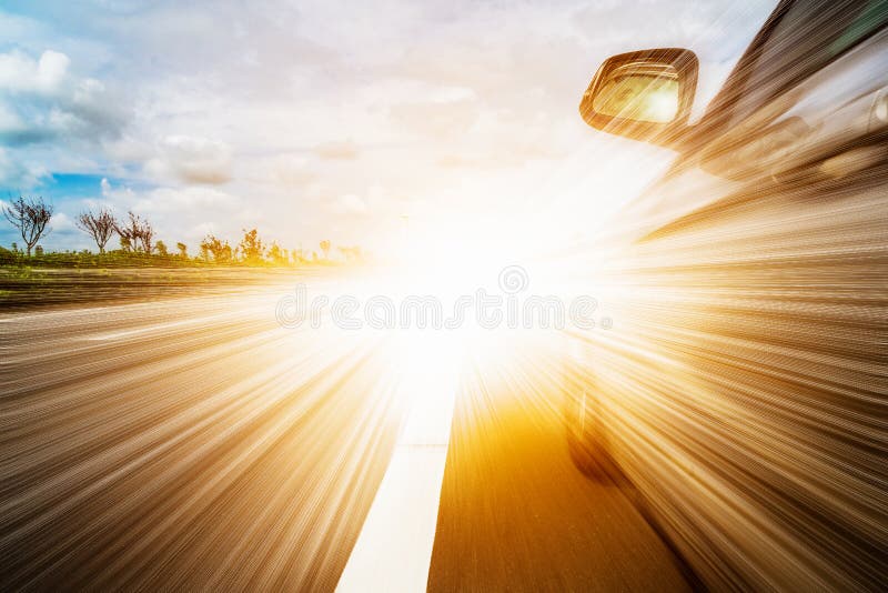 Front Side View of Black Car Driving Fast. Stock Image - Image of ...