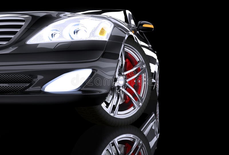 Front Side View on Black Prestige Car Stock Image - Image of lifestyle ...