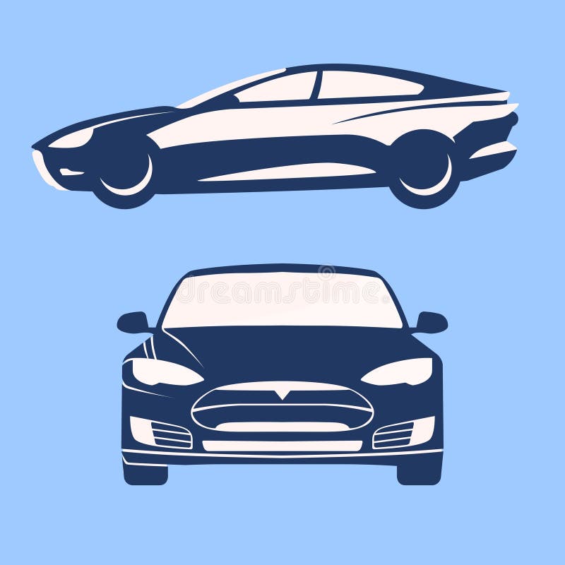 Front and Side View of the Car Stock Vector - Illustration of line ...