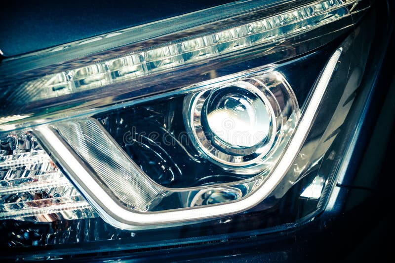 The Front Side View of a Car Headlight Stock Photo - Image of auto ...