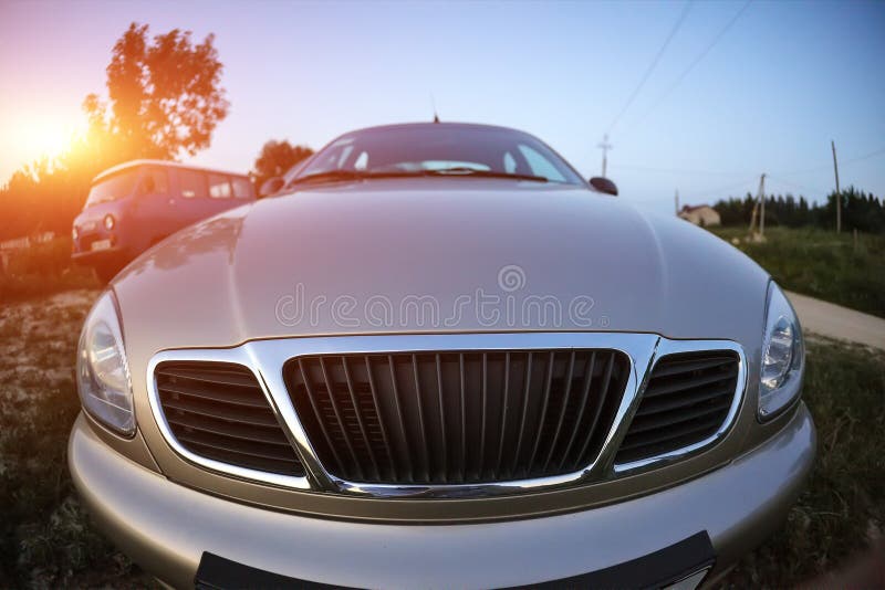 Front-side View of a Car on Nature Background Stock Image - Image of ...