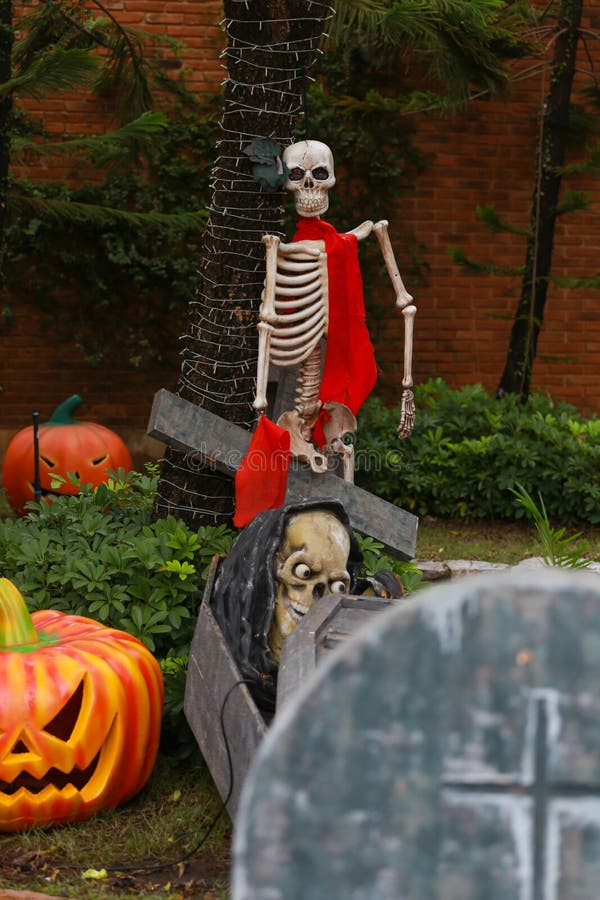 Front Side View of Human Skull Zombie Man. Horror, Halloween Con Stock ...