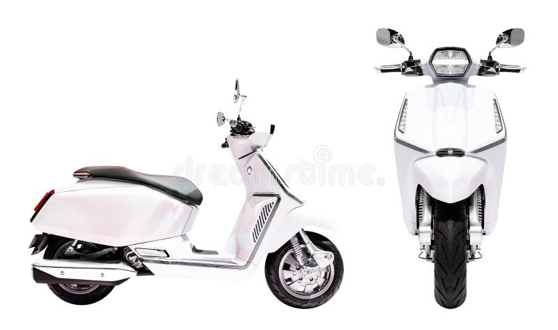 Front and Side View White Motorcycle Scooter Isolated on White ...