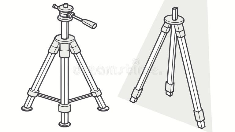 Front and Side Views of a Camera Tripod Line Art, Vector Design ...