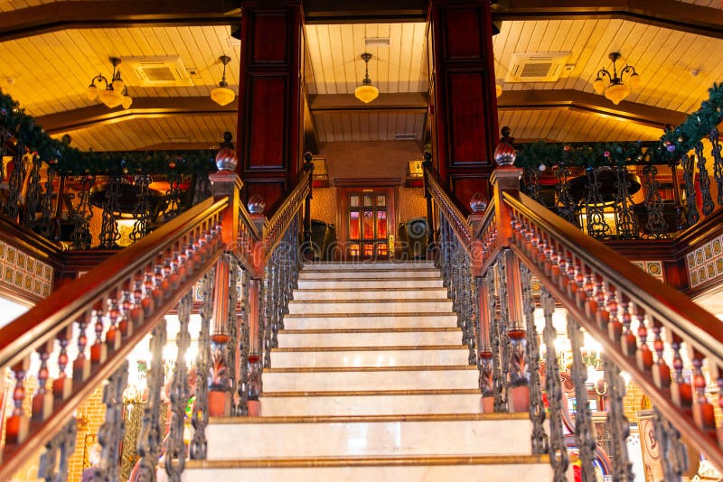 Front Staircase in an Expensive Restaurant. Luxurious Interior of ...