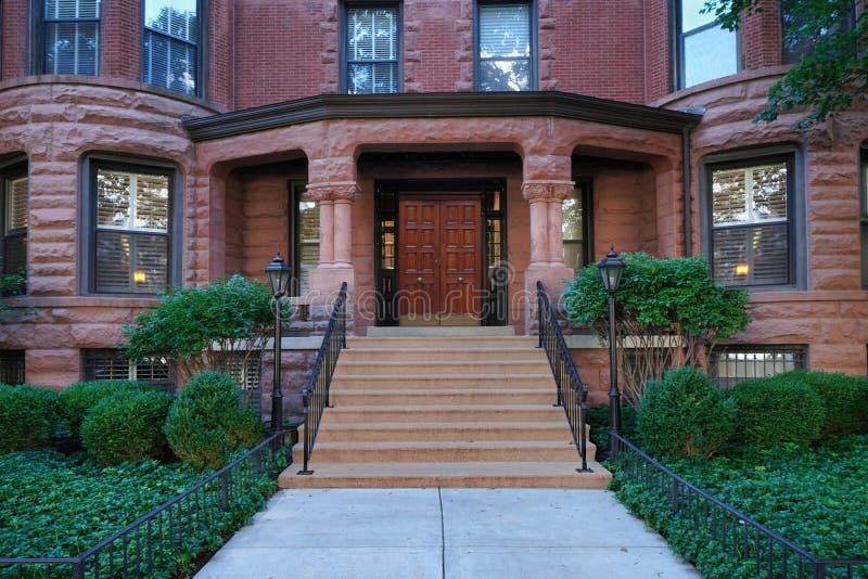 Front Steps of Old Brownstone Style Apartment Building Stock Photo ...