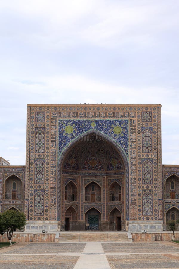 Front of Tilya-Kori Madrasah in Samarkand Stock Image - Image of ...