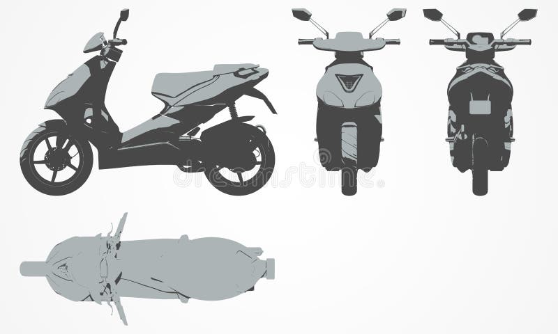 Front, Top, Back and Side Scooter Projection Stock Vector ...