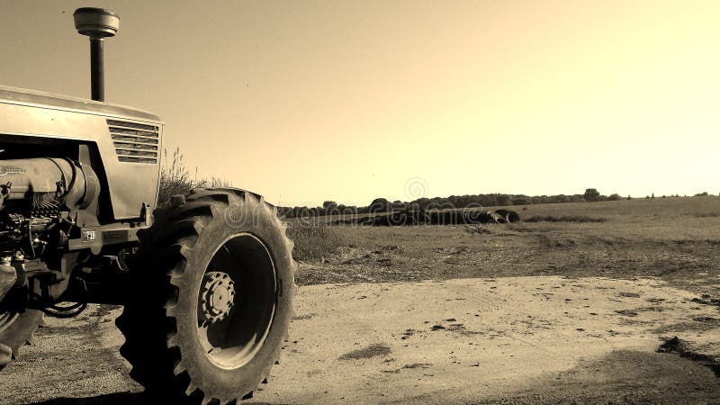 Front of Tractor on the Farm Stock Image - Image of country, land ...