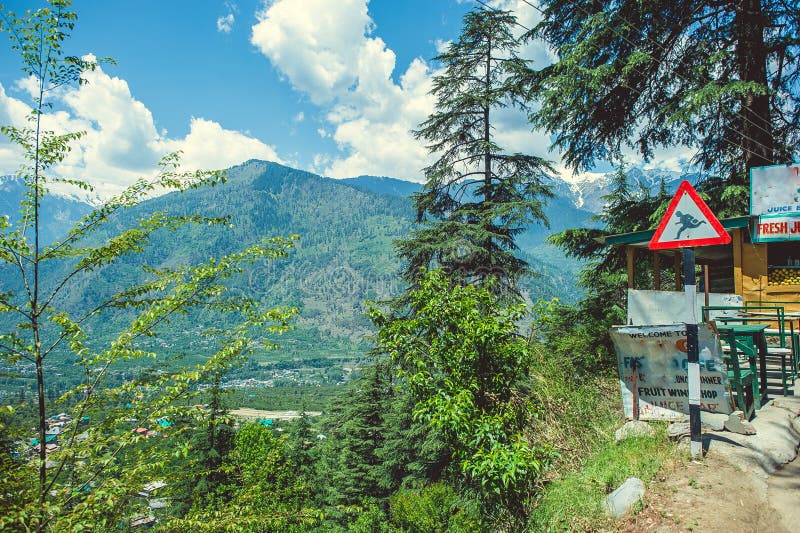 In the front traffic sign stock image. Image of naggar - 92247473