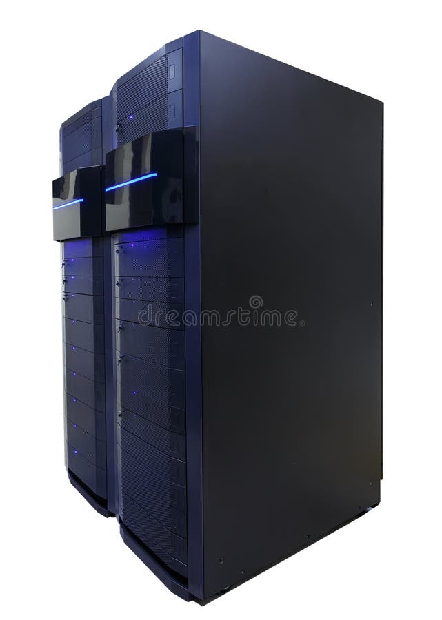 Front of Two Modern Mainframes with Blue Light Isolate Stock Photo ...