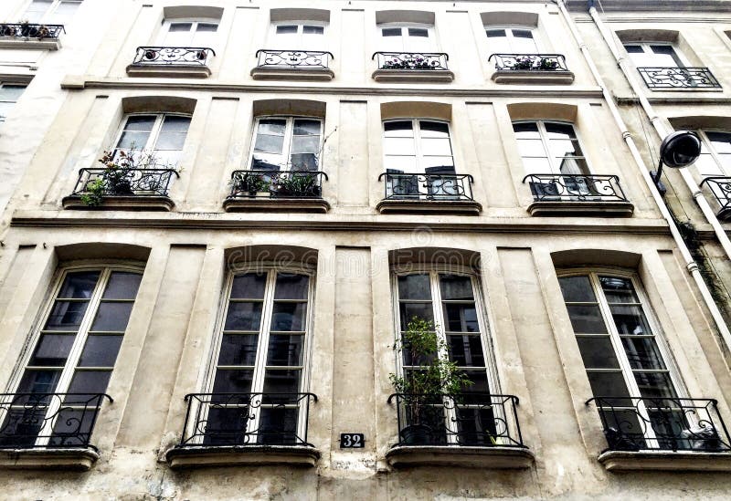 Front of a Typical Building in the City of Paris Stock Photo - Image of ...