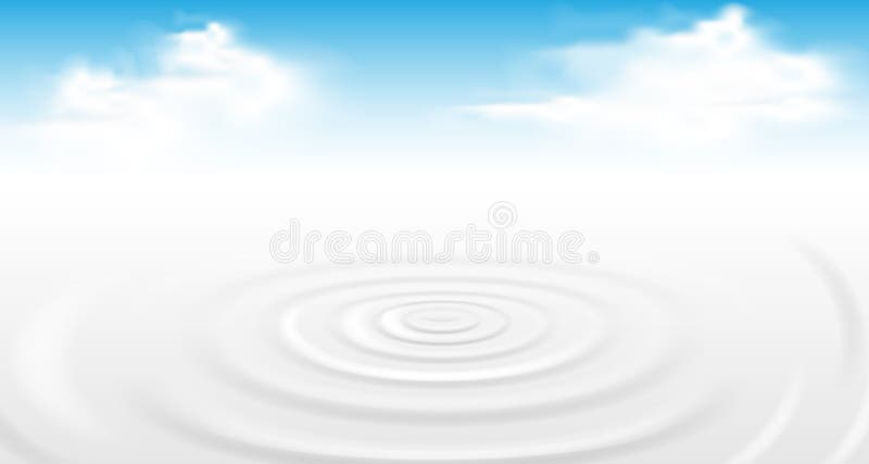 Front Up View Angle of Water Ripple from Rain Drop on White Milk with ...