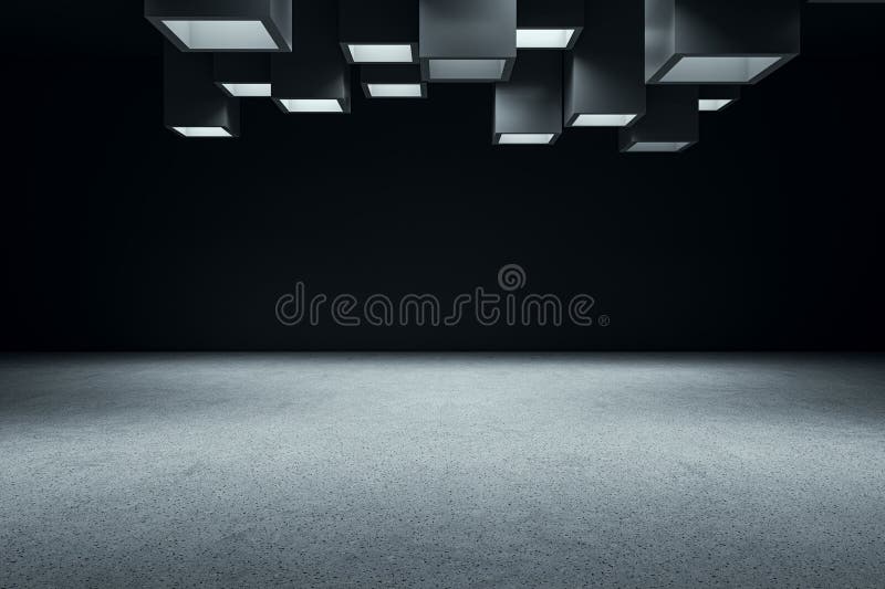 Front View of Abstract Empty Concrete Stage Place with Modern Design ...