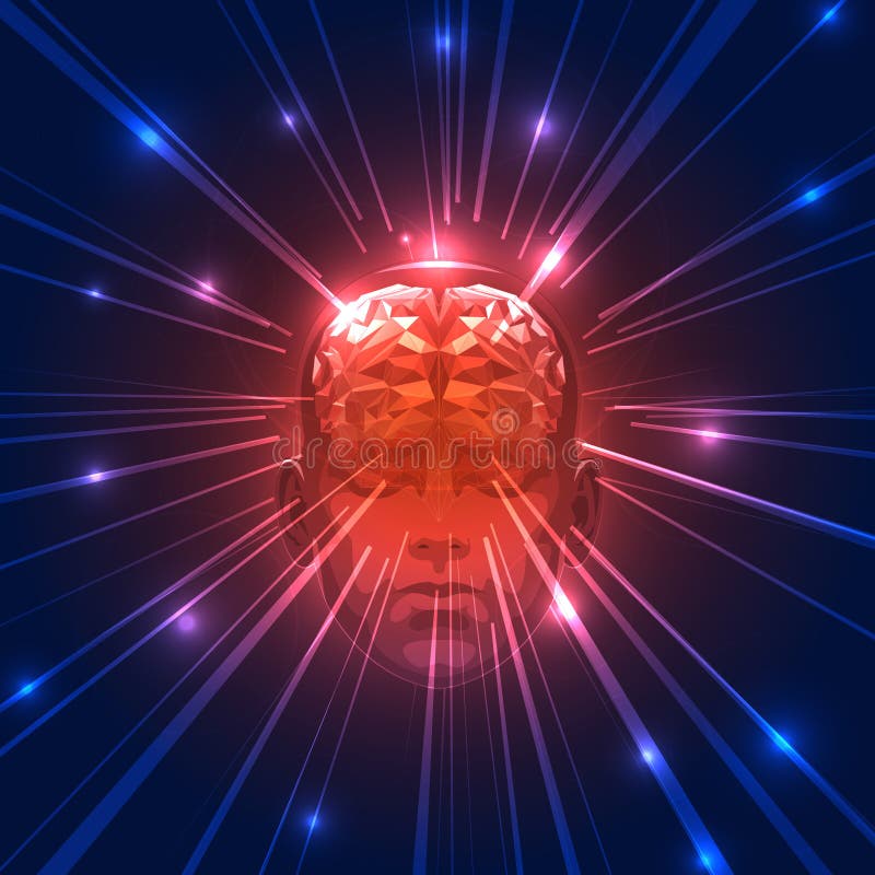 Front View of Abstract Human Head with a Brain Stock Vector ...