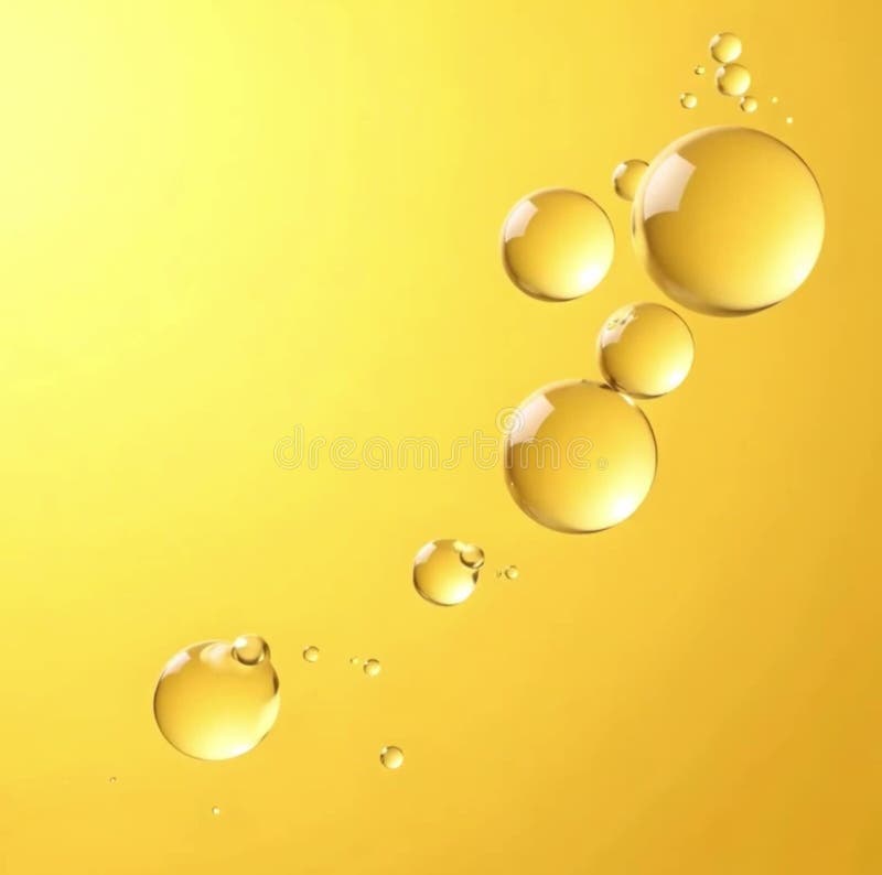 Front View of Abstract Transparent Bubbles Merging on a Yellow ...