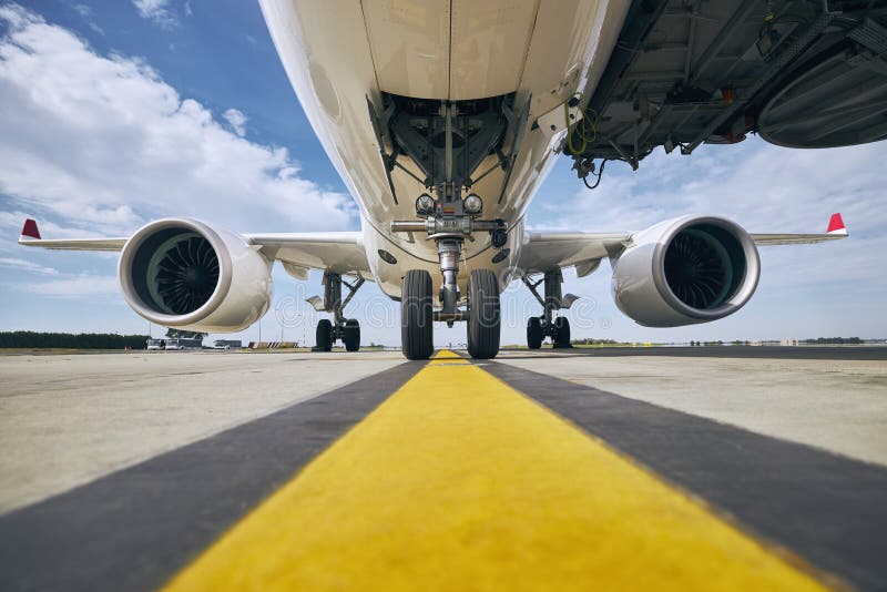 Front View of Airplane at Airport Stock Image - Image of industry ...