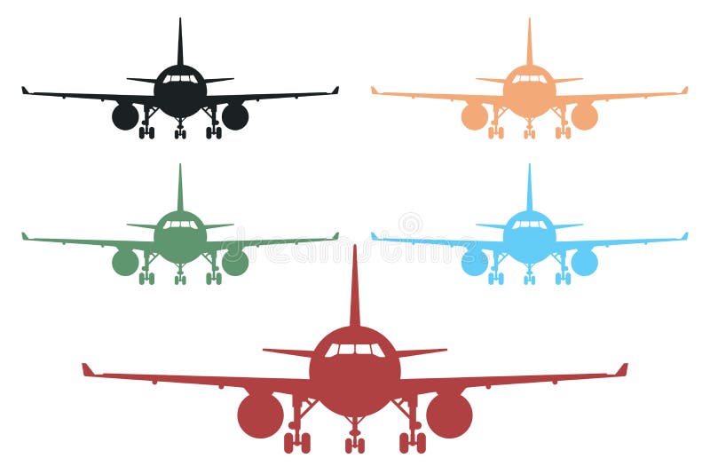 Front View Airplane Icon Set Vector Illustration Stock Vector ...
