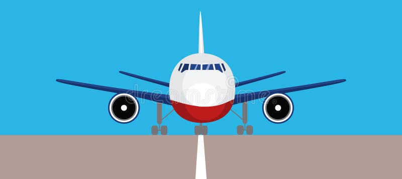 Front View Airplane Landing Gear Runway Vector Stock Vector ...