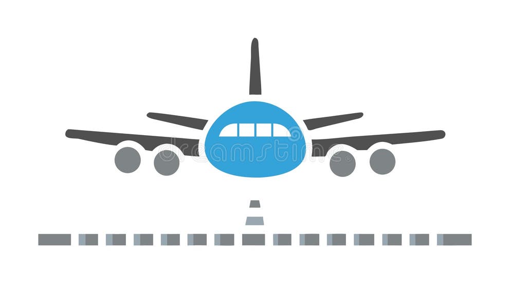 Front View Airplane on Runway Vector Icon, Vector Design Generative AI ...