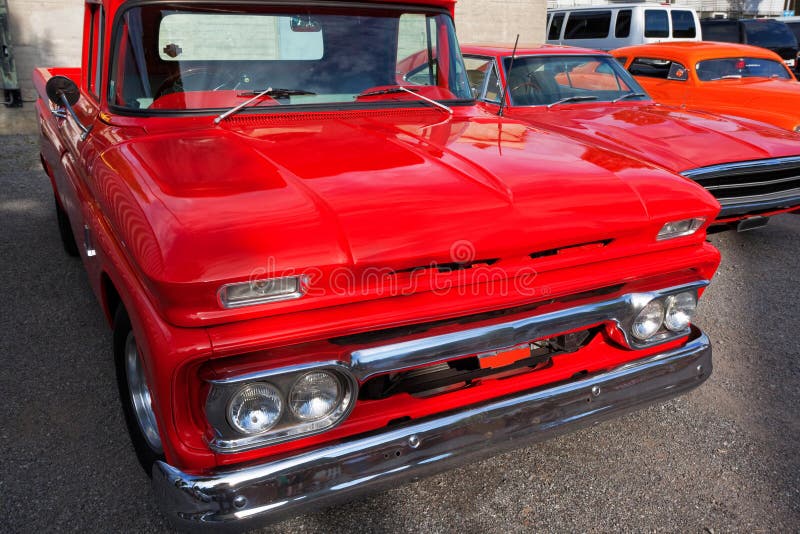 American Classic Car, Front View Stock Image - Image of headlight ...