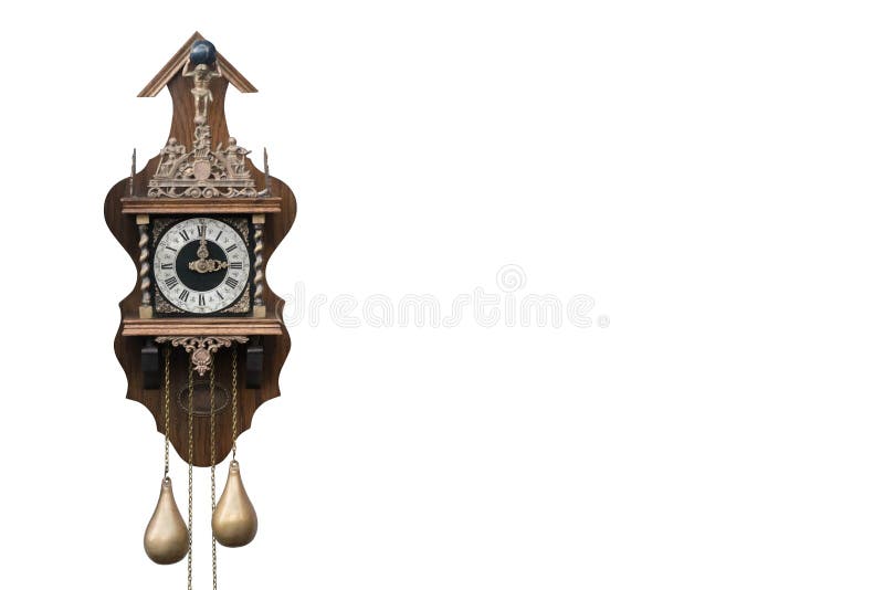 Front View Ancient Wall Clock on White Background, Object, Retro ...