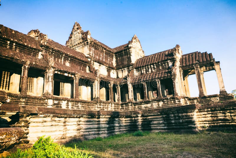 Front View of Angkor Wat Temple in Cambodia Stock Photo - Image of ...