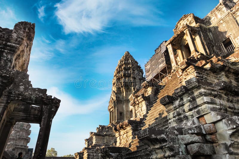 Front View of Angkor Wat Temple in Cambodia Stock Image - Image of ...