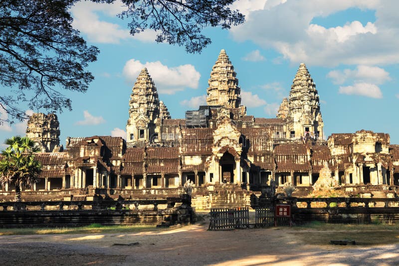 Front View of Angkor Wat Temple in Cambodia Stock Photo - Image of ...