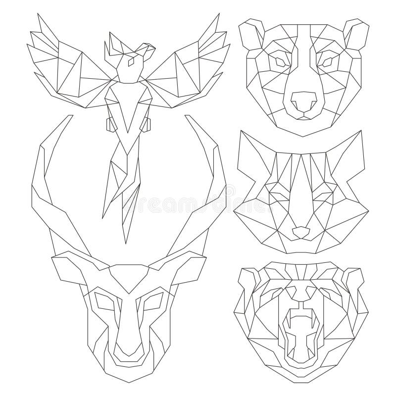 Geometric Animal Head Set Stock Illustrations – 2,077 Geometric Animal ...