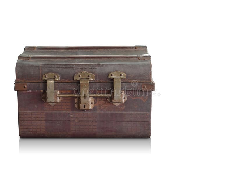 Front View Antique Brown Steel and Rust Chest on White Background ...