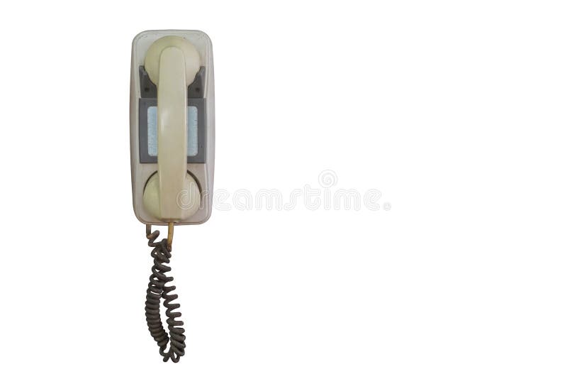 Front View Antique White and Cream Telephone on a White Background ...