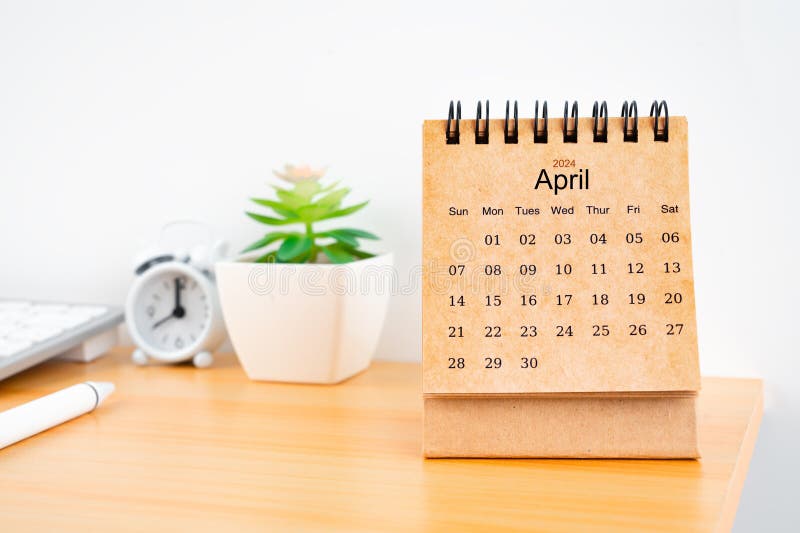 Front View of April 2024 Desk Calendar Stock Photo - Image of deadline ...