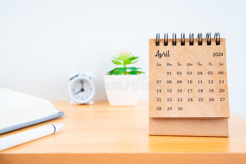 Front View of April Desk Calendar for 2024 Year Stock Image - Image of ...