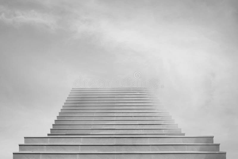 Front View Architecture of Concrete Staircase or Ladder Leading To Sky ...