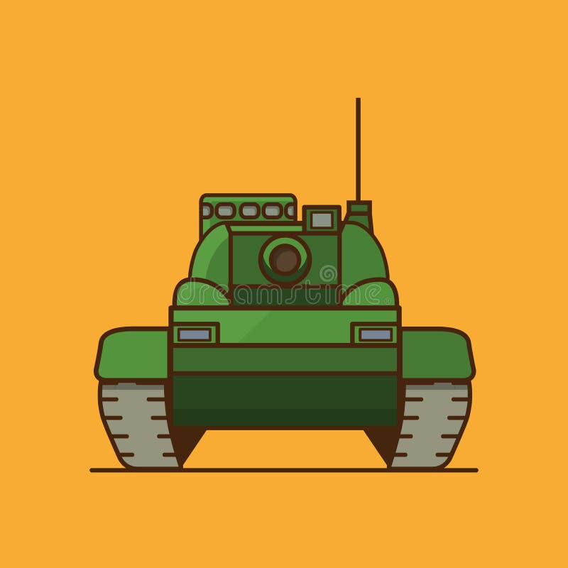Modern Military Tank Front View. Flat Vector. Stock Vector ...