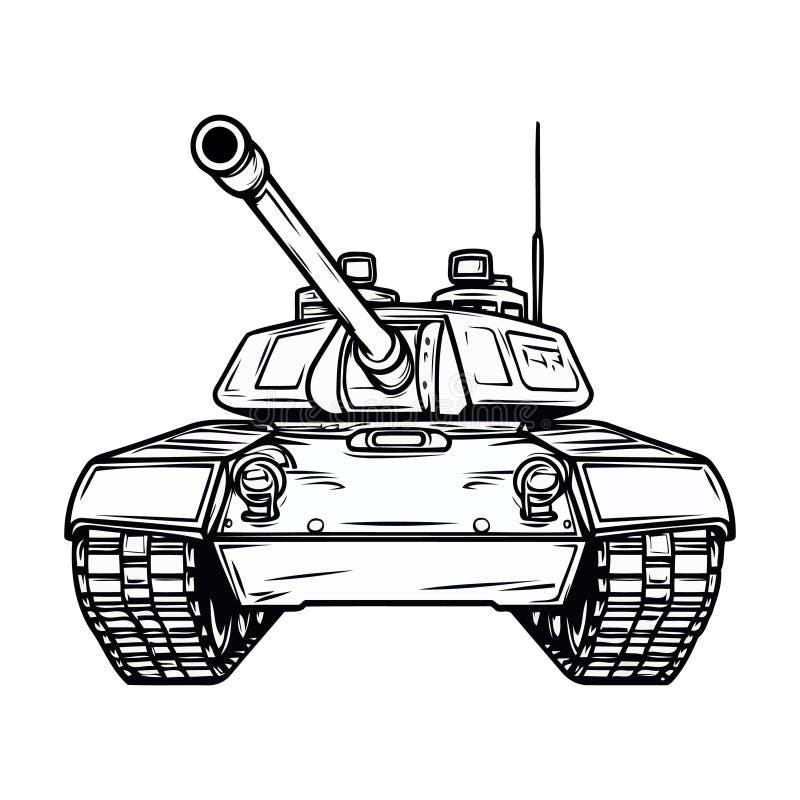 Front View of Army Battle Tank. Stock Vector - Illustration of view ...