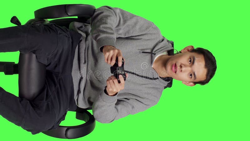 Front View of Young Gamer Playing Videogames Stock Footage - Video of ...