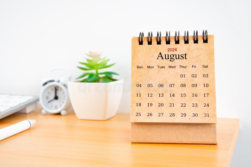 Front View of August 2024 Desk Calendar Stock Photo - Image of modern ...
