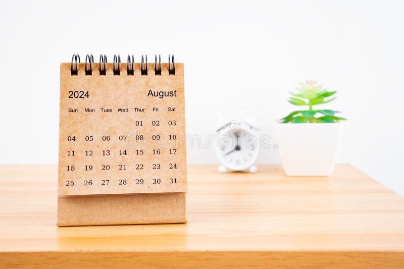 Front View of August Desk Calendar for 2024 Year Stock Image - Image of ...