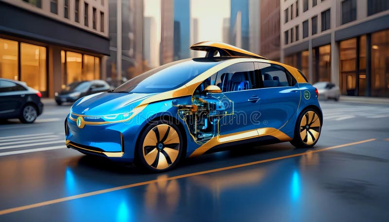 Blue and Gold: the Aesthetic of Smart Cars Stock Illustration ...