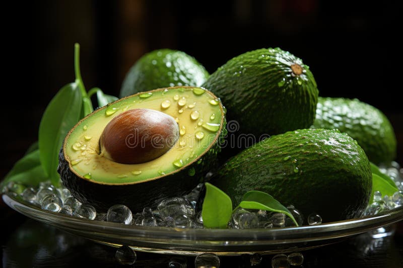 Front View of Avocado with Well Stock Illustration - Illustration of ...