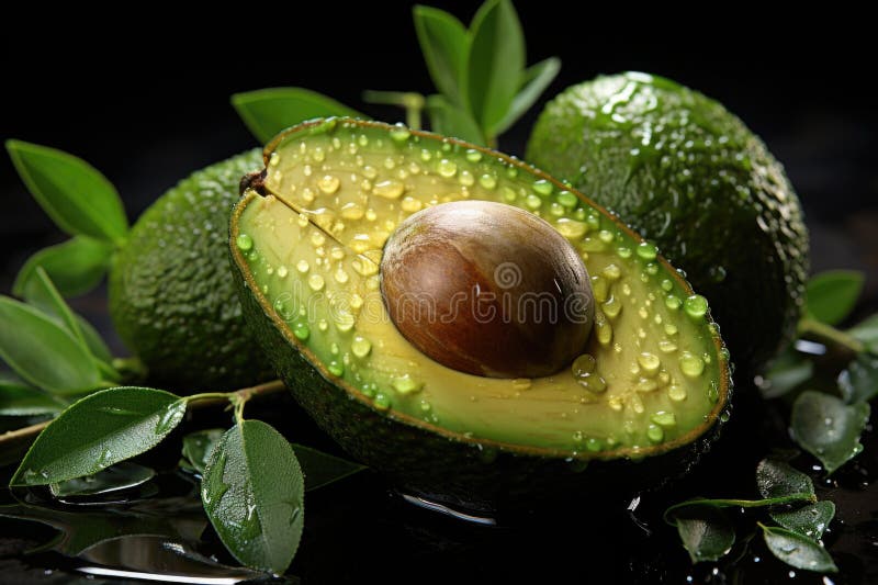 Front View of Avocado with Well Stock Illustration - Illustration of ...