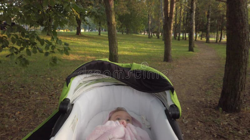 Front View of a Baby Lying in Stroller Stock Video - Video of natural ...