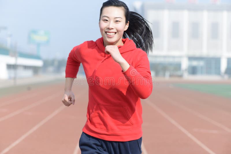 Front View of a Beautiful Sportswoman Running Towards Camera Stock ...